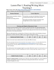 Lesson Plan 1 Reading Writing Micro Teaching I - Brian's English